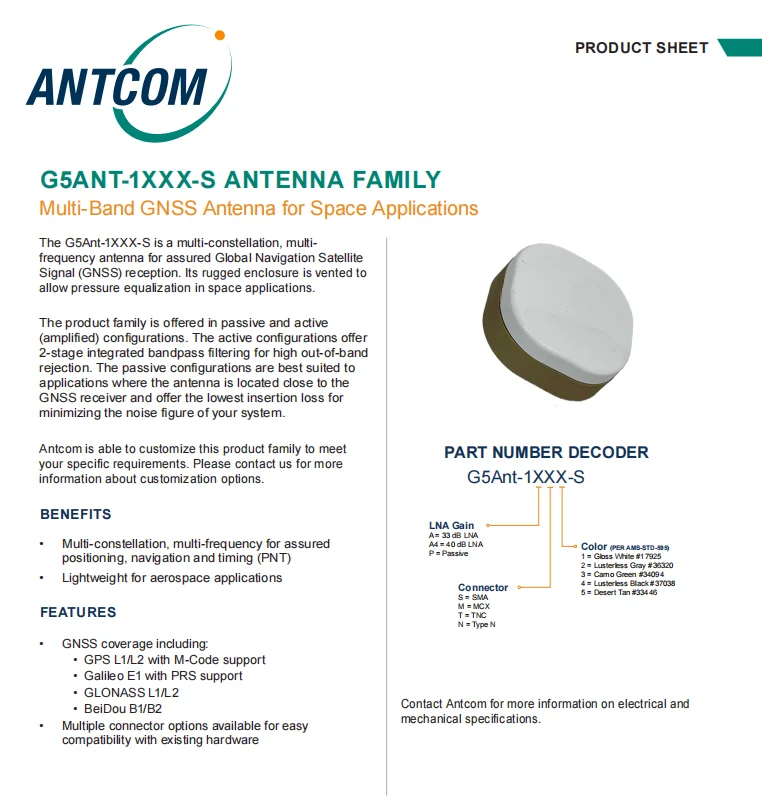 High performance aviation Antcom Brand GNSS Rtk antenna G5Ant-1A4S1-S ...