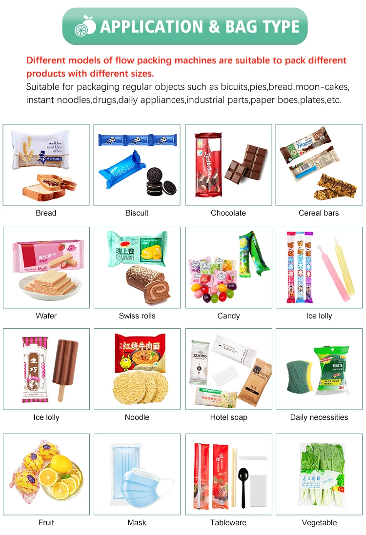 Biscuit Flow Packaging Machine Servo Motor Flow Pack Machine 600mm ...