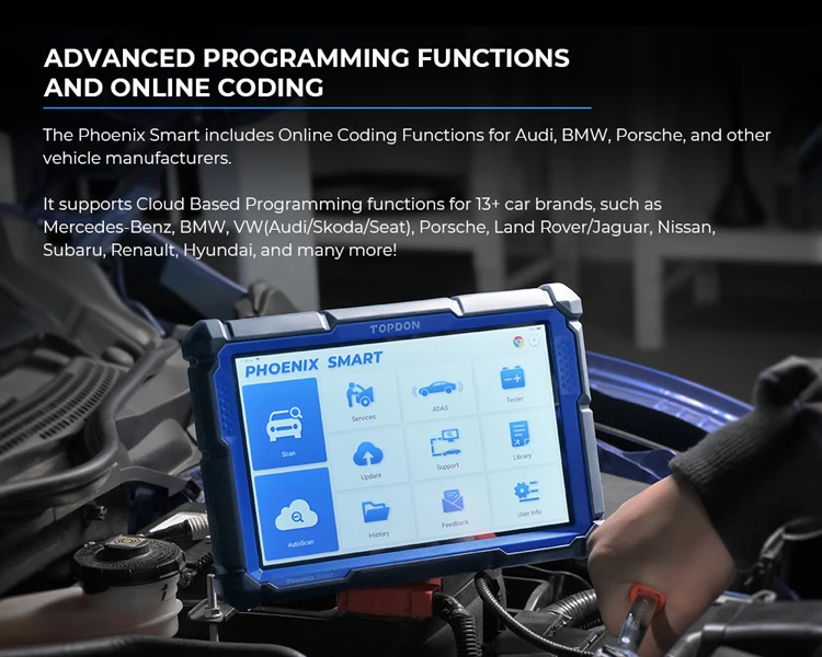 TOPDON Phoenix Smart Professional Obd2 Car Scanner Diagnostic Equipped ...