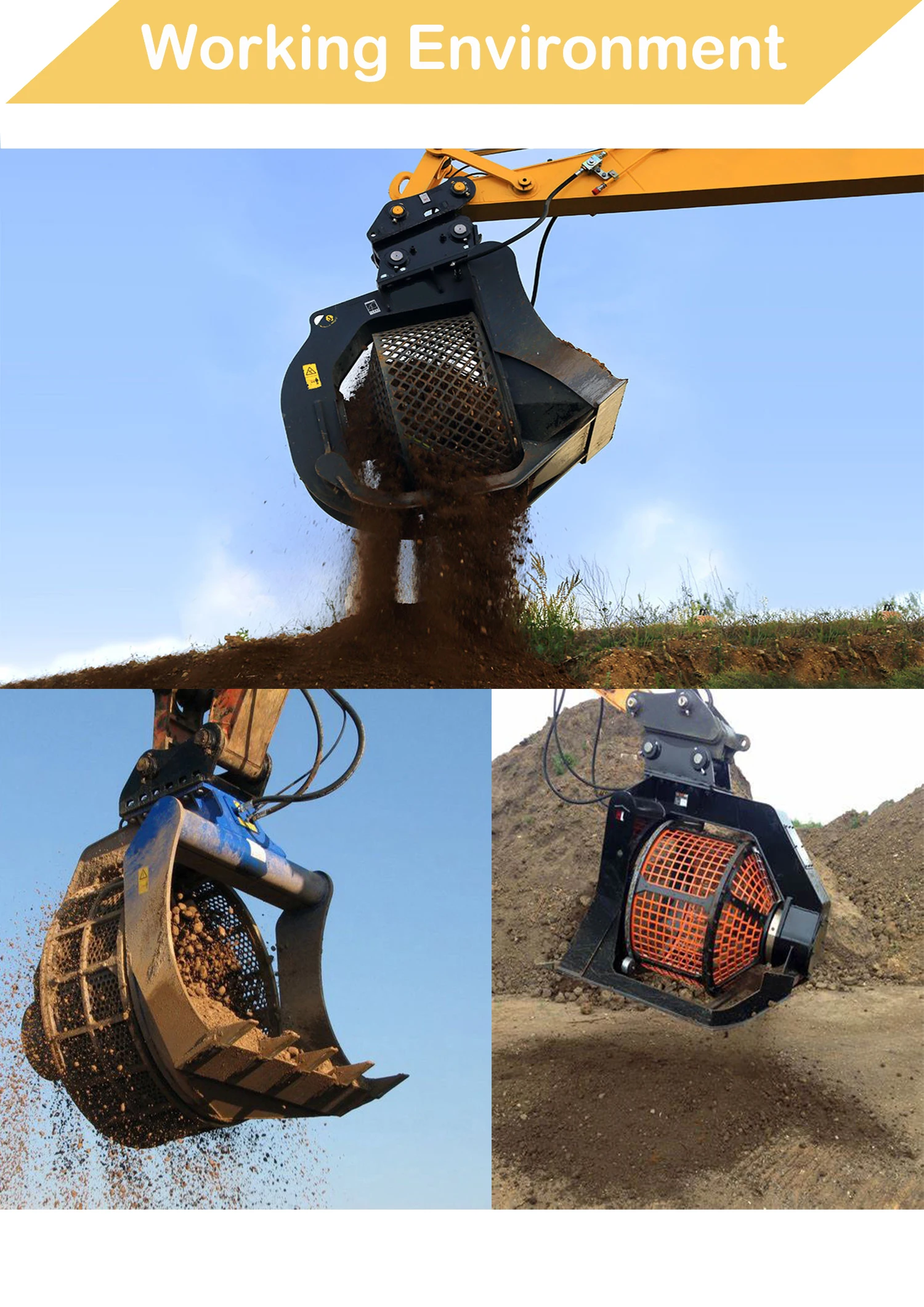 Rotary Screen Bucket Loader Attachments Soil Screening Bucket - Buy ...