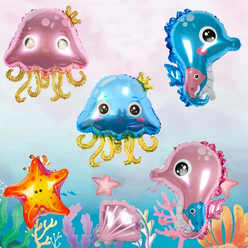 Cartoon Large Sea Animals Foil Balloons Octopus Helium Globos Baby ...