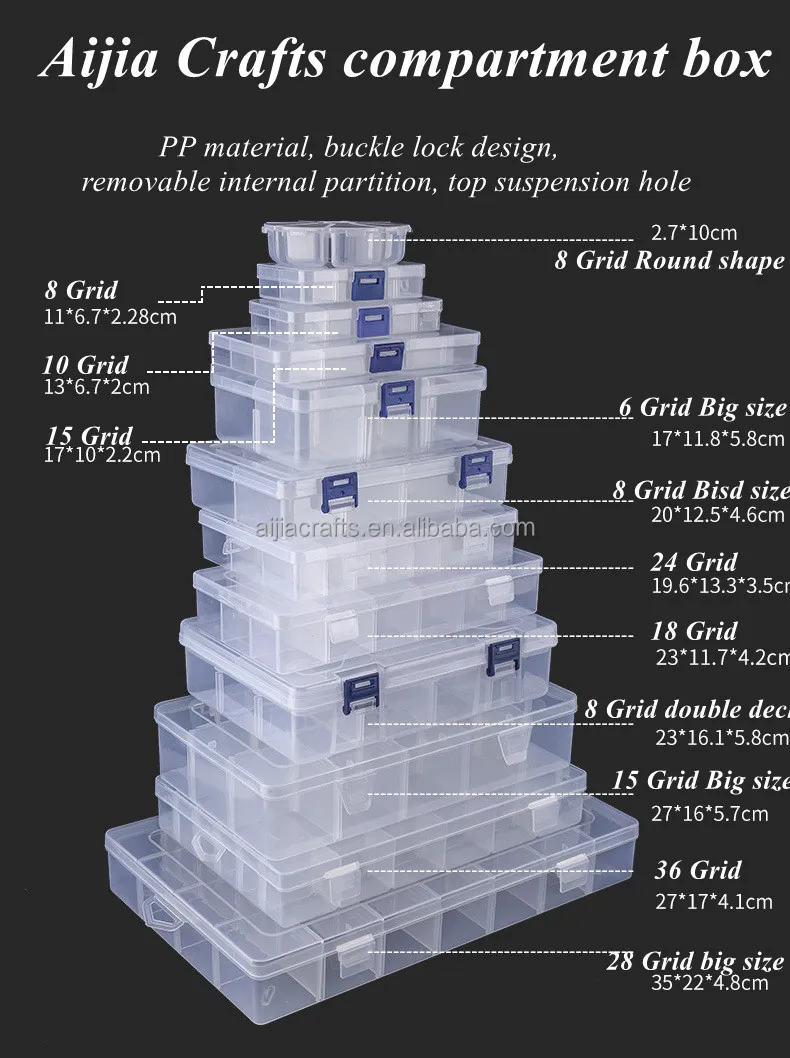 Organizer Box Clear Plastic Adjustable Compartments Storage Container ...