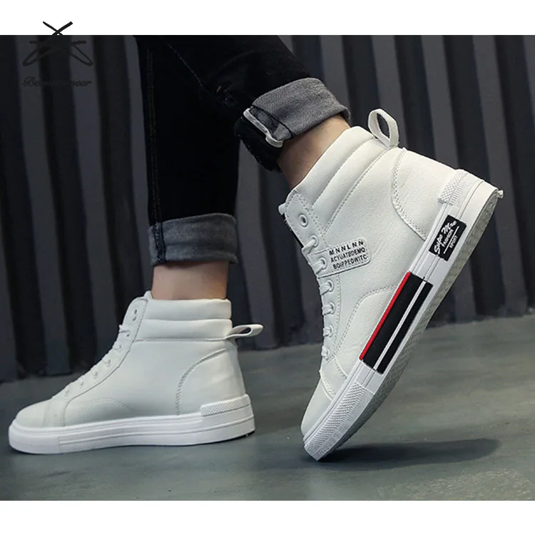 Mens Spring High Top Fashion Sneakers - PU Leather Trainers