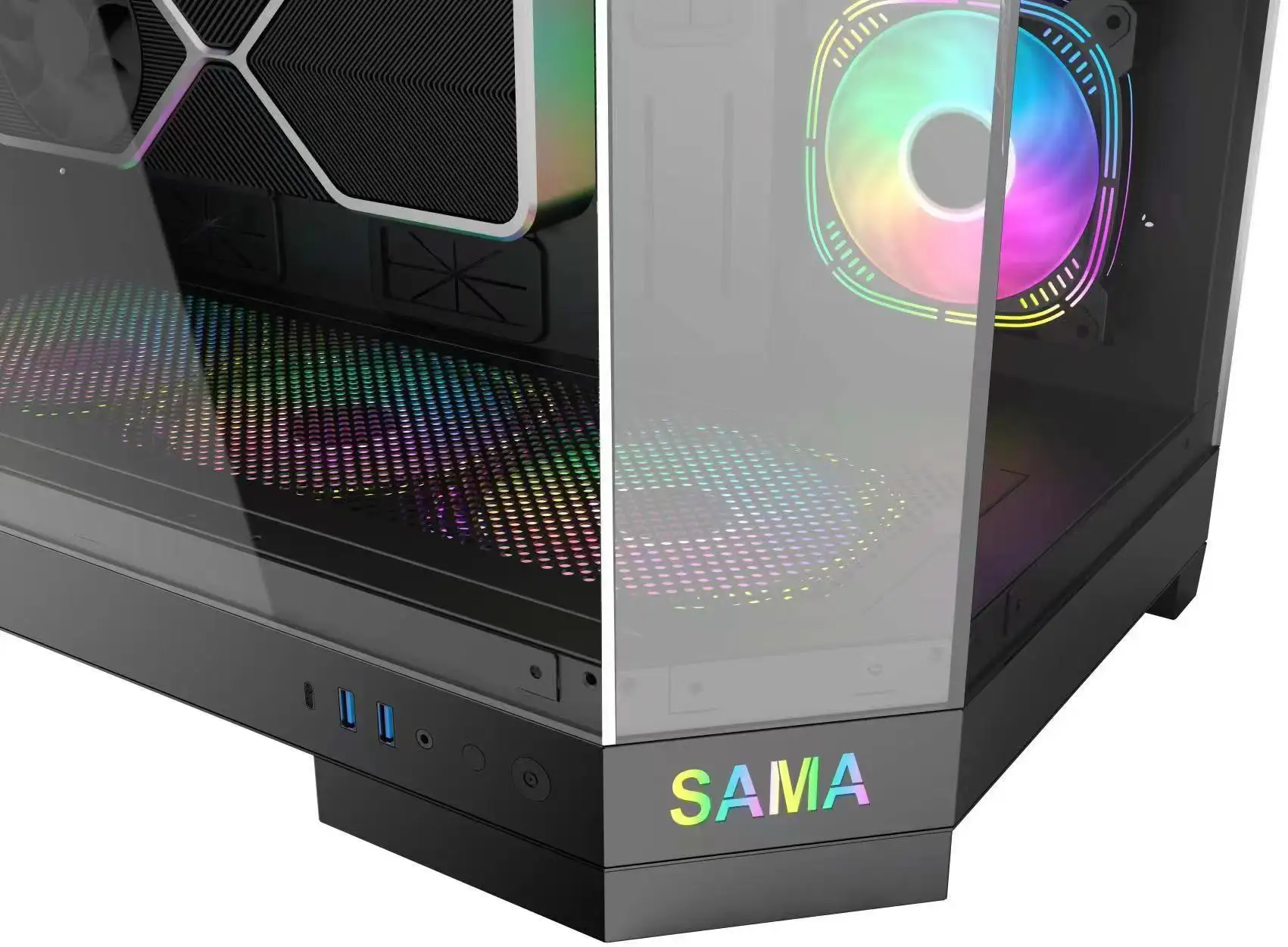 Sama New Design Gamming Computer Case Tempered Glass Desktop Computer ...