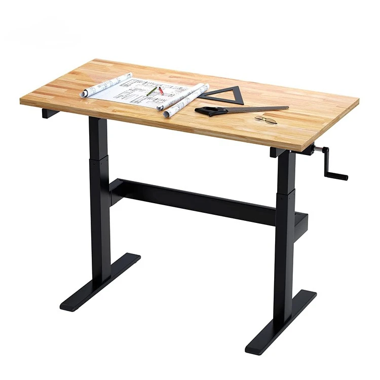 Adjustable Height Wood and Metal Workbench Office Computer Standing ...