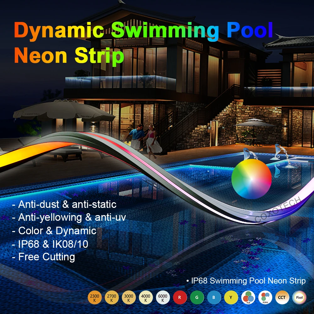 COXO IP68 Waterproof LED Strip for Swimming Pool Lighting