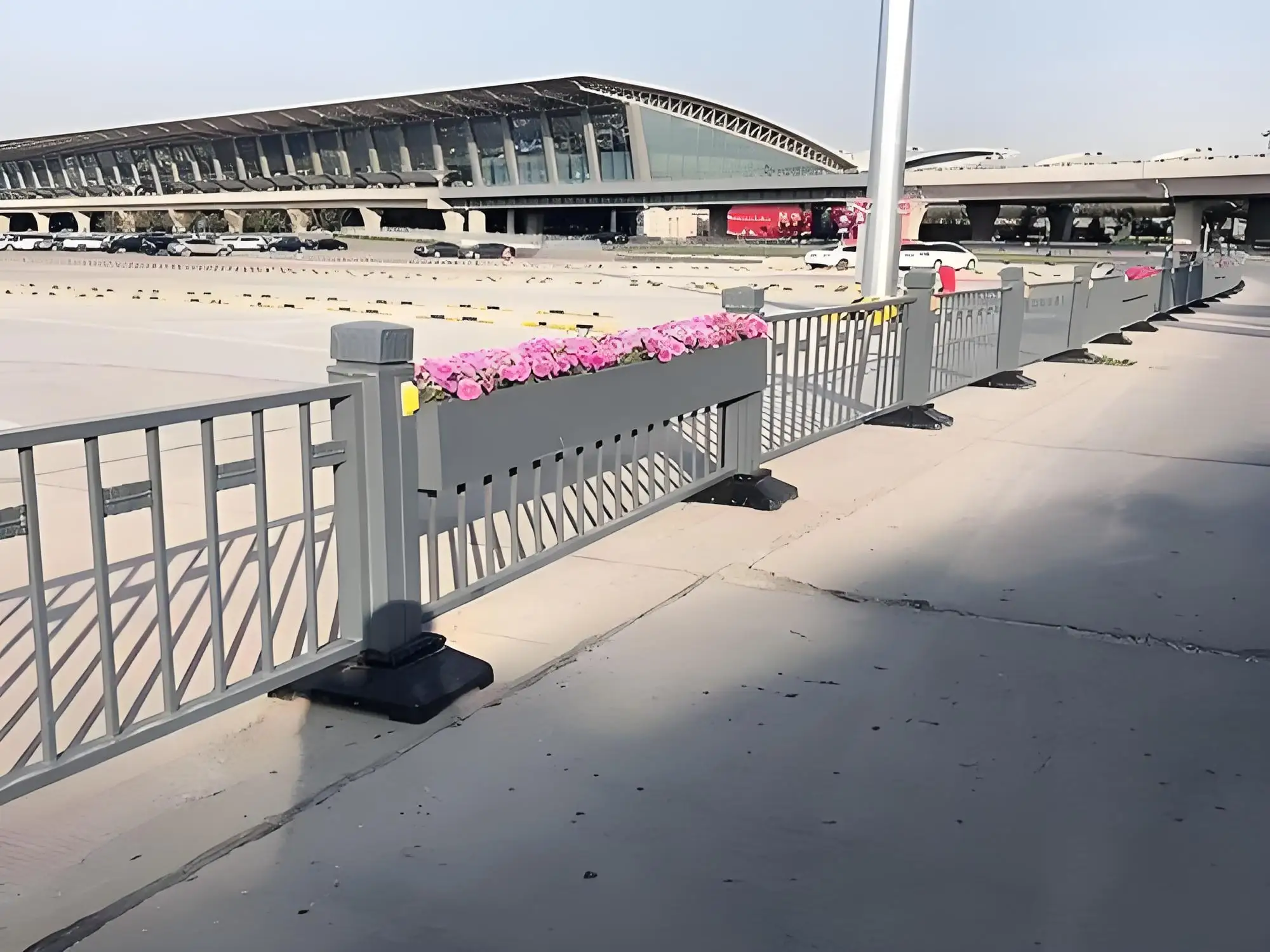 Municipal Landscape Flower Box Guardrail Road Central Railing ...