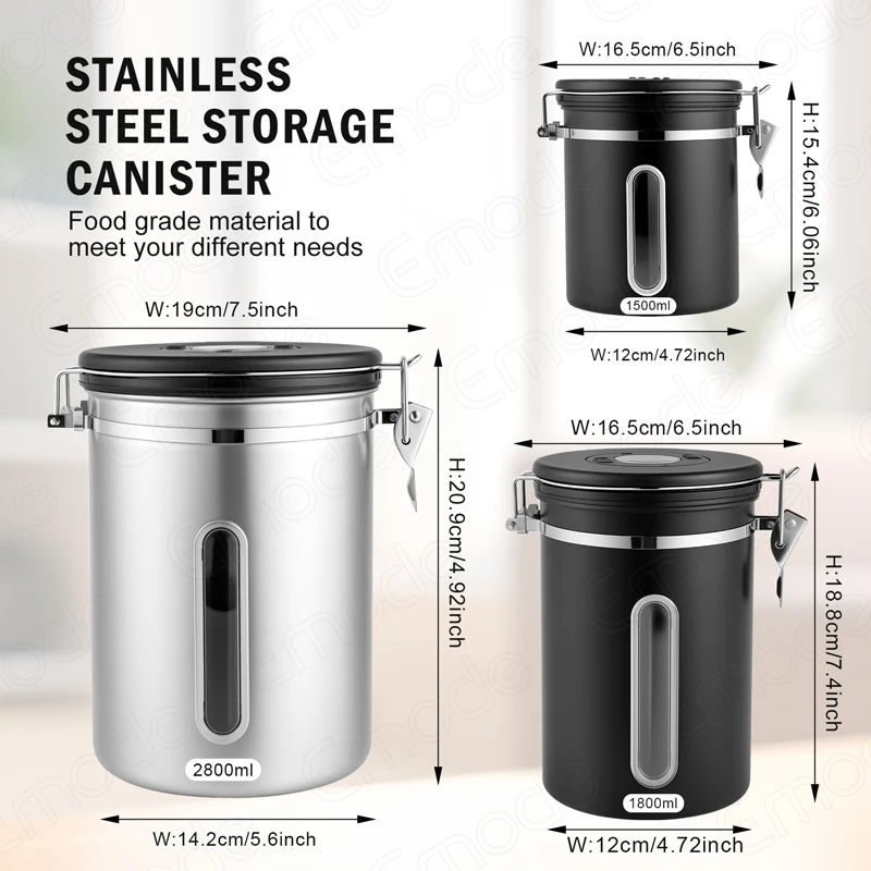 Food Grade Stainless Steel Storage Canister Container Durable Kitchen ...