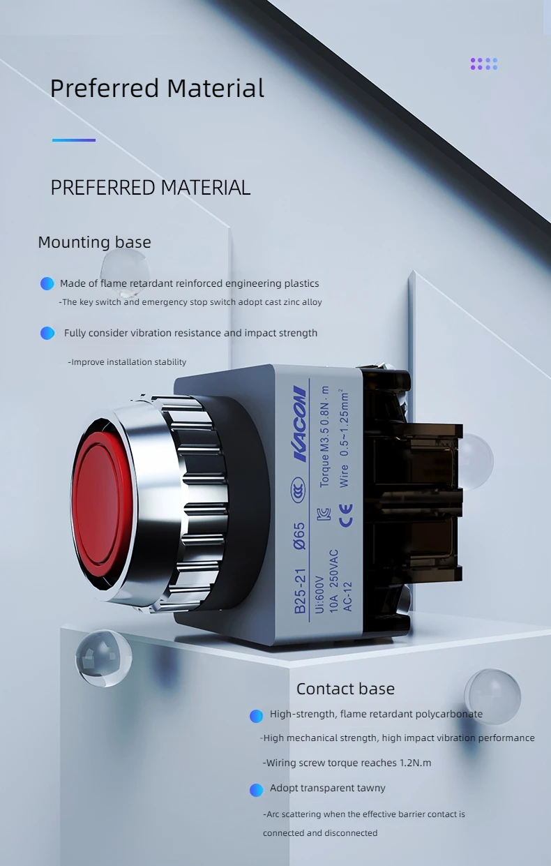 Kacon Kacon Button Switch Emergency Stop Power Indicator Select Key ...