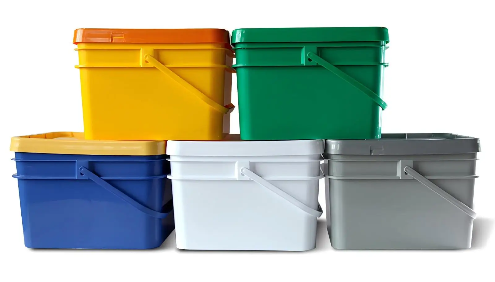 20L Square Plastic Bucket With Lid - Airtight Food Grade Rectangular ...