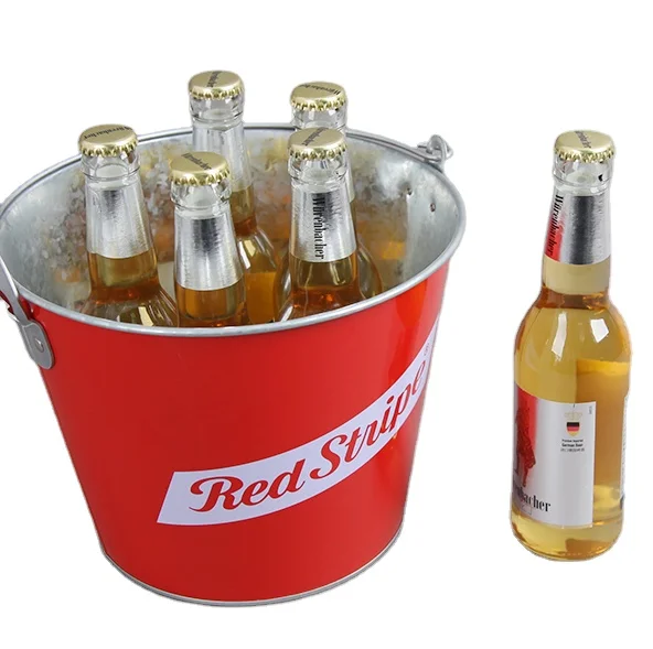 6l Rectangle Metal Tin Bucket With Handles Beer Ice Pail Bucket With ...