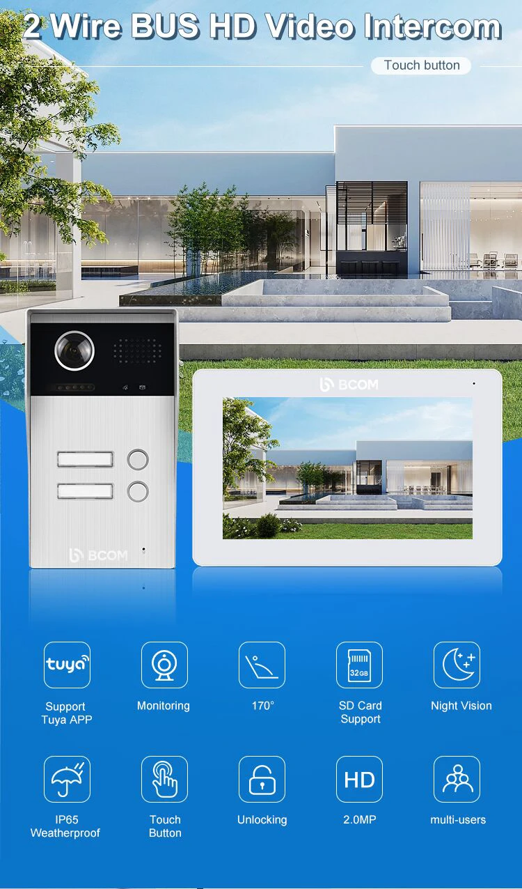 2 Wire Bus Video Intercom for Apartments - Secure & Smart