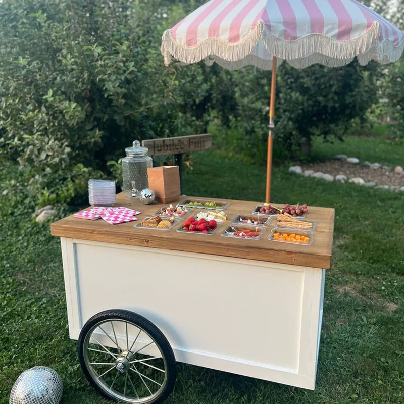 Custom White Foldable Metal Candy Cart - Perfect for Weddings