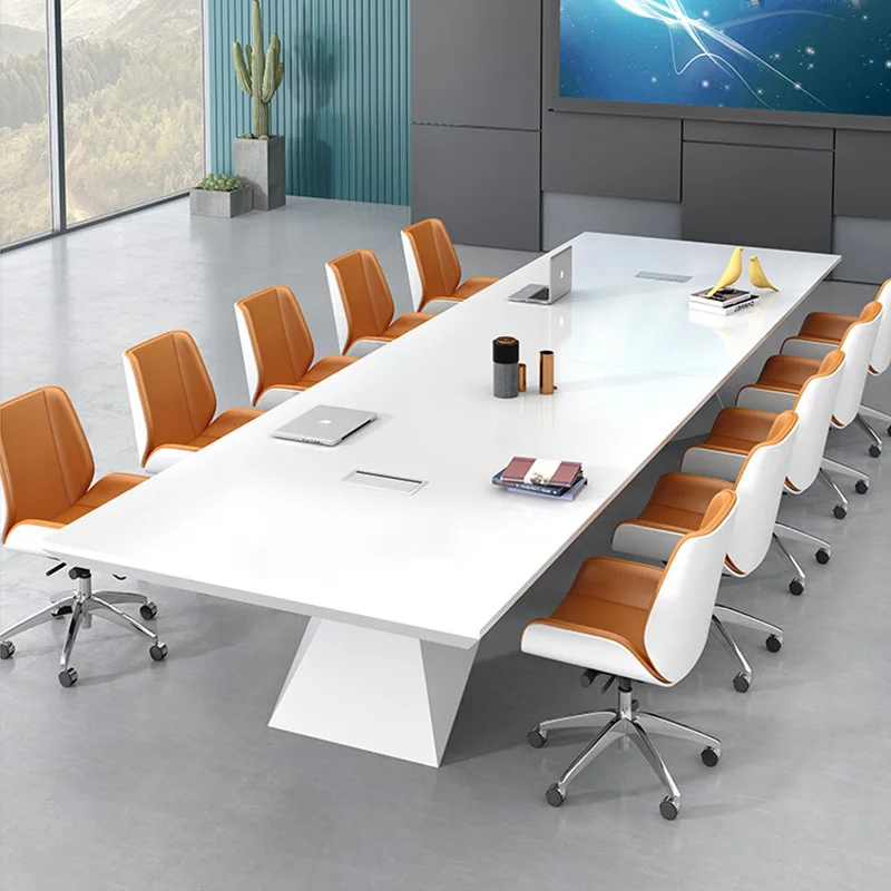 Top Sales Premium White Conference Table and Chair Set for Meetings ...