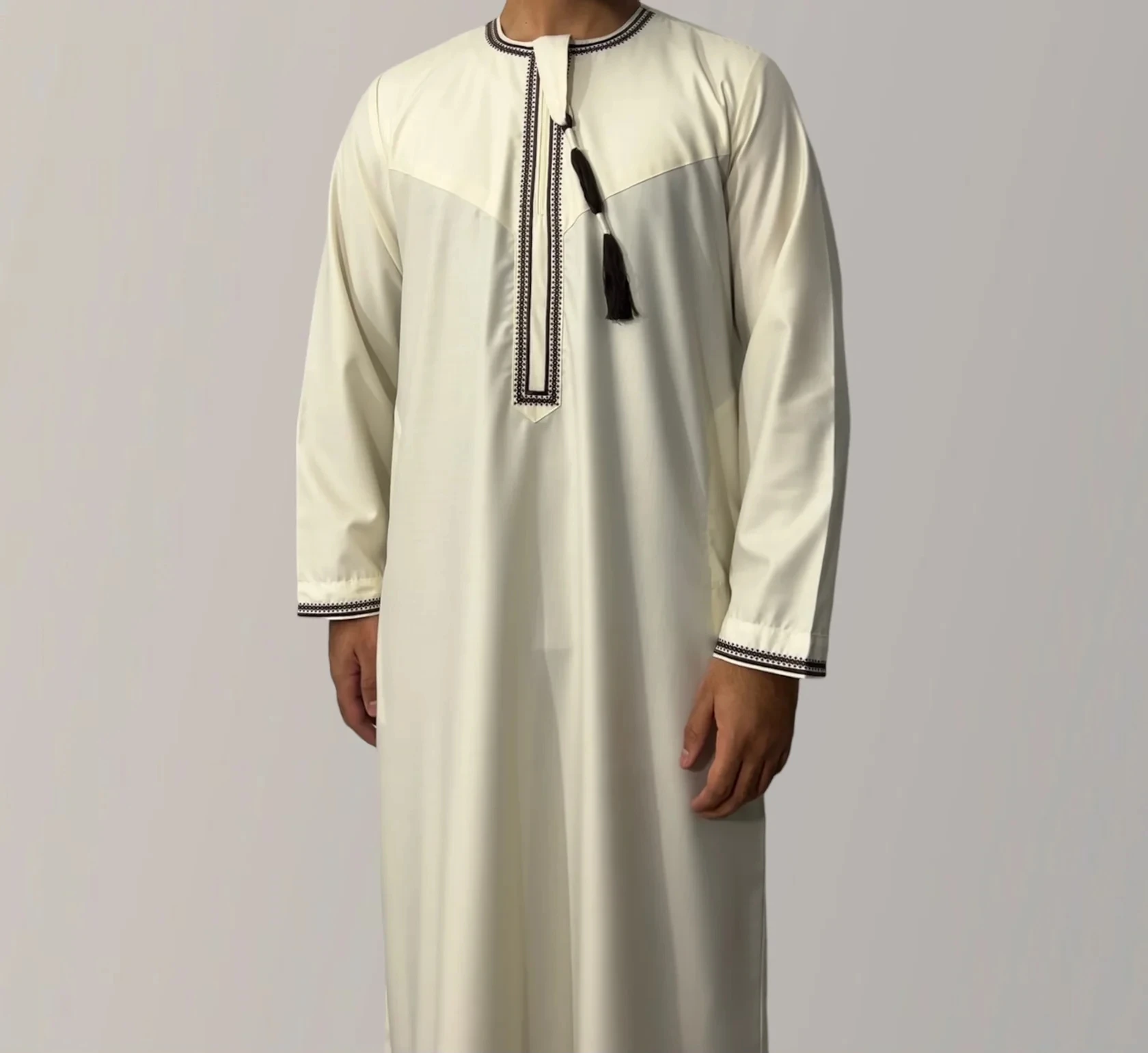 Long Sleeve Kaftan Robe Islamic Ramadan Omani Kurta Pajama Jubbah Dubai ...