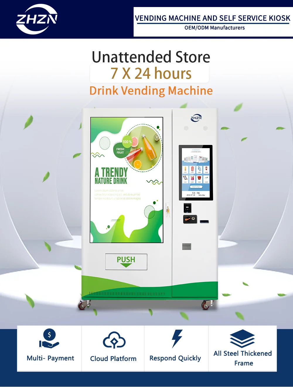 ZHZN Automatic Self-Service Fresh Coconut Vending Machine