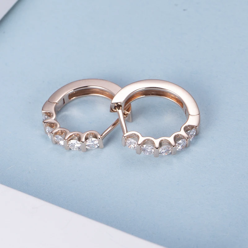 Messi Jewelry MSE-571 14K Solid Rose Gold Hoop Earrings Lab Grown ...