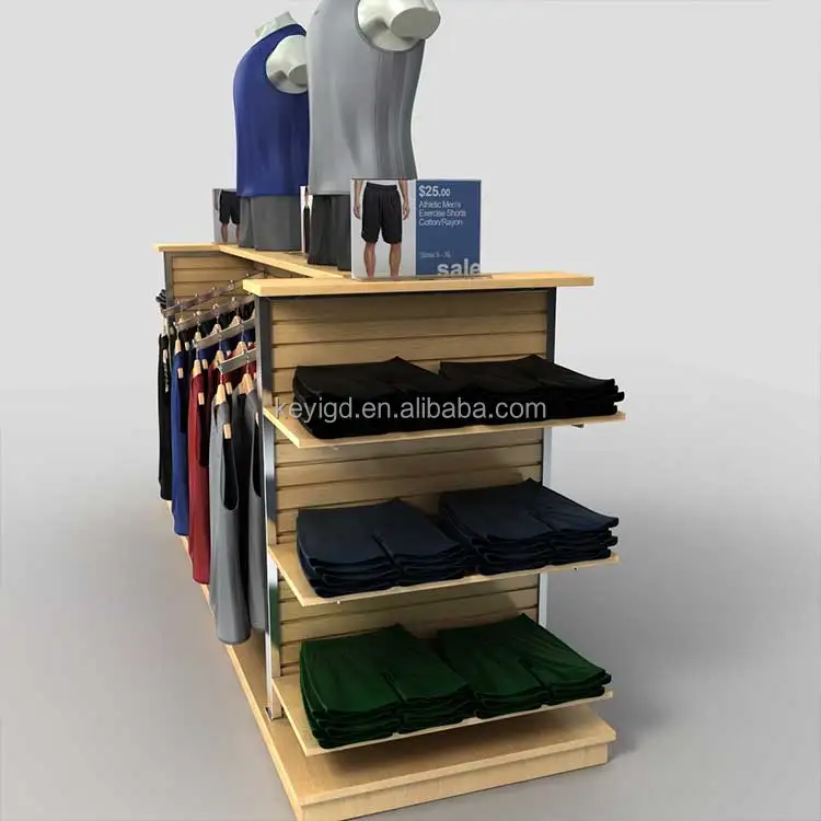 Customize Shop Furniture Wood Slatwall Gondola Shelves Garment Display ...