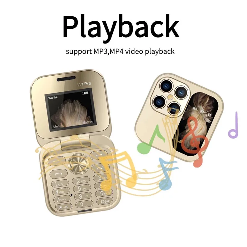 I17 Pro Mini Flip Phone - Dual SIM, Magic Voice, HD Screen