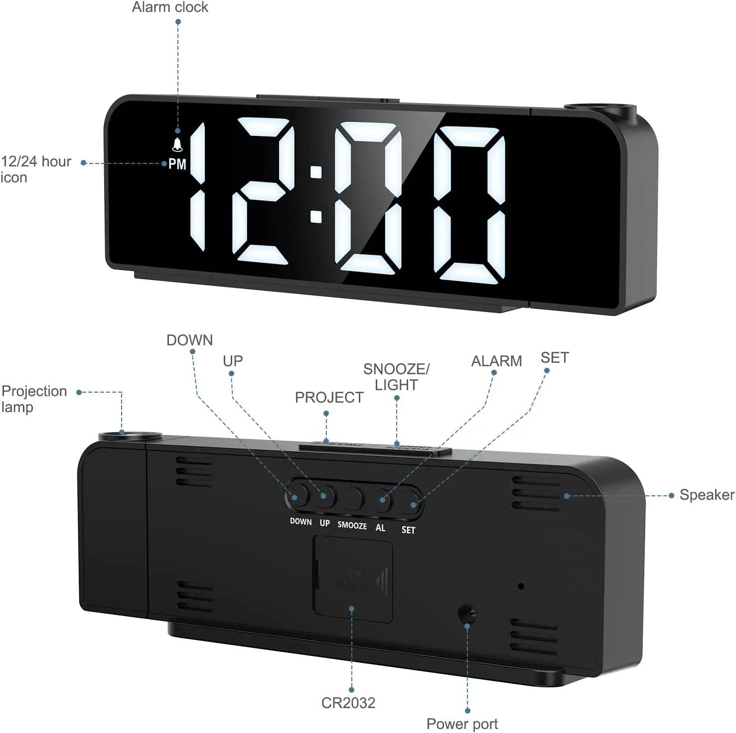 Best Seller Desktop Electric Digital Projection Mini Light Alarm Table ...