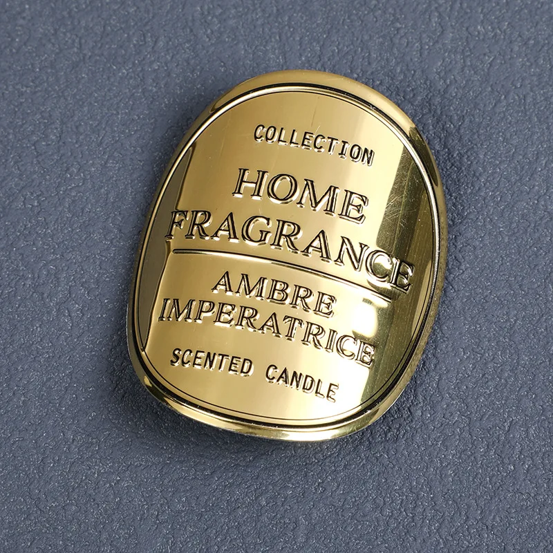 High Quality Luxury Candle Jar Gold Metal Logo Stickers Printing Custom ...