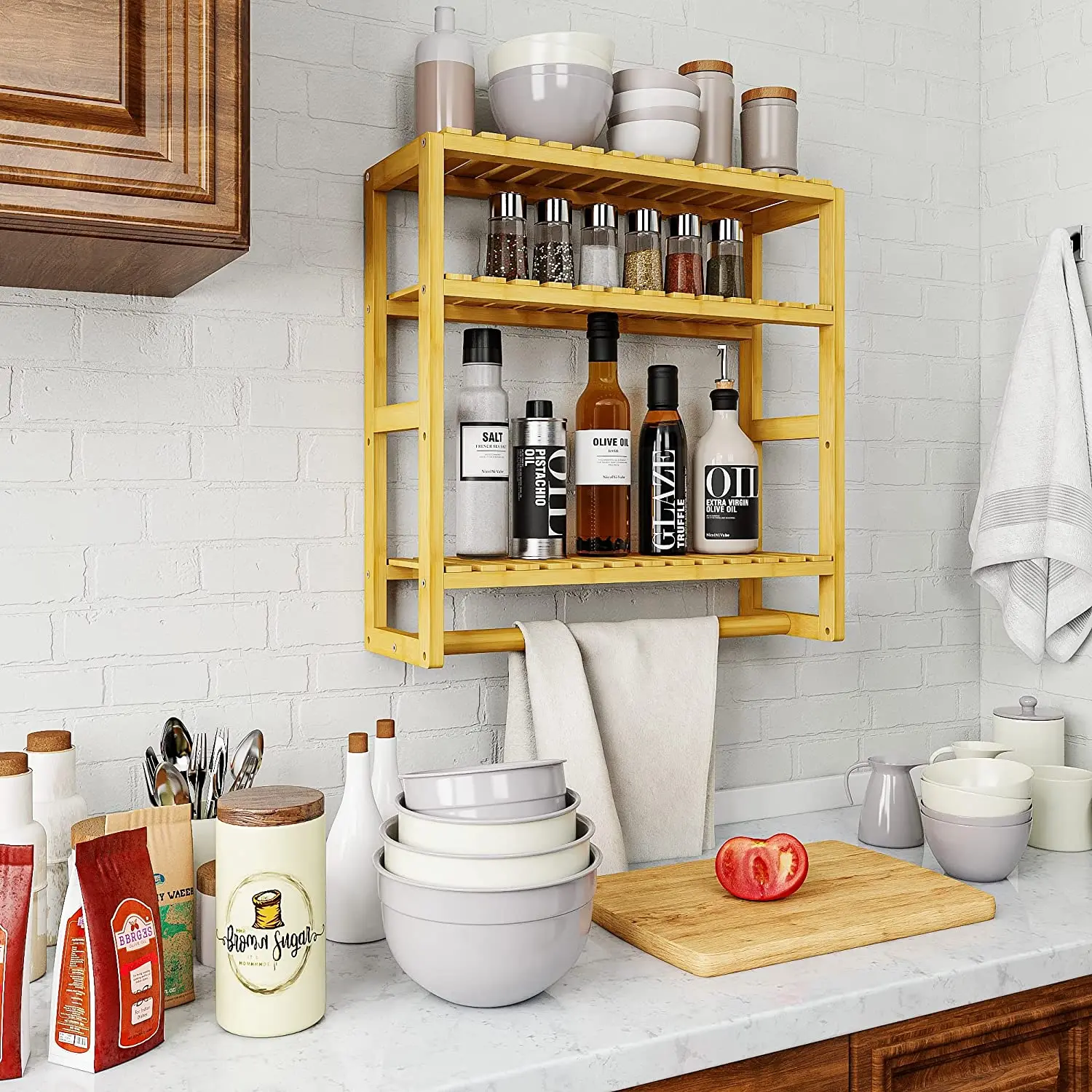 3 Tiers Adjustable Layer Floating Shelves Toilet Rack Shelf Bathroom ...