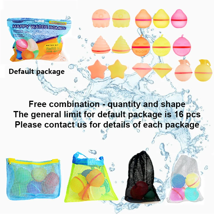 Kids Silicone Ballon Reusable Waterballoon Reuse Re Usable Quick Auto ...