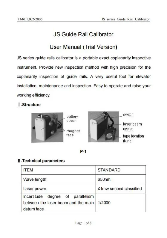 Elevator Guide Rail Calibrator JS-302 - Precision & Durability