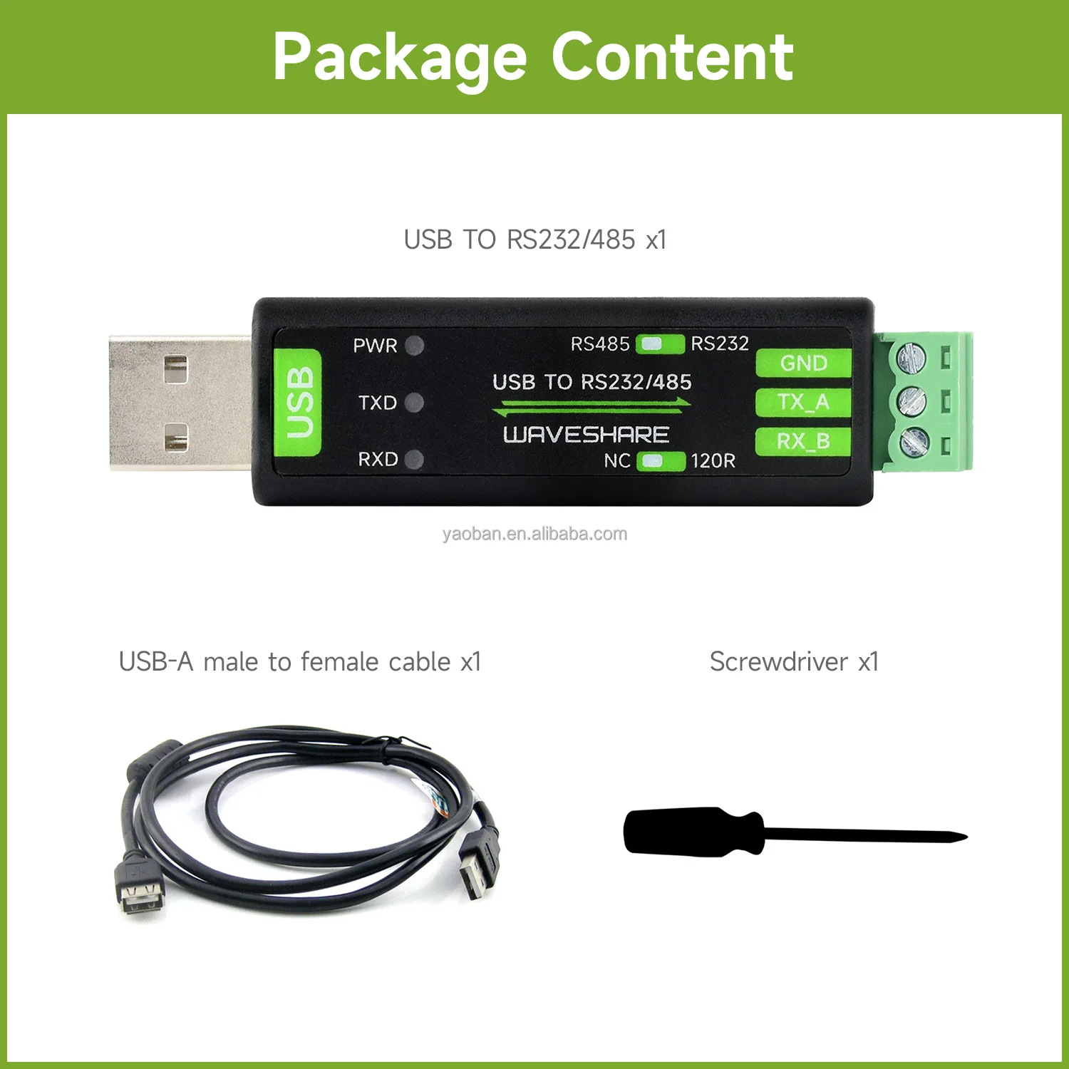 Waveshare Usb To Rs232/485 Serial Converter,Onboard Original Ft232rnl Chip,Multiple Devices ...