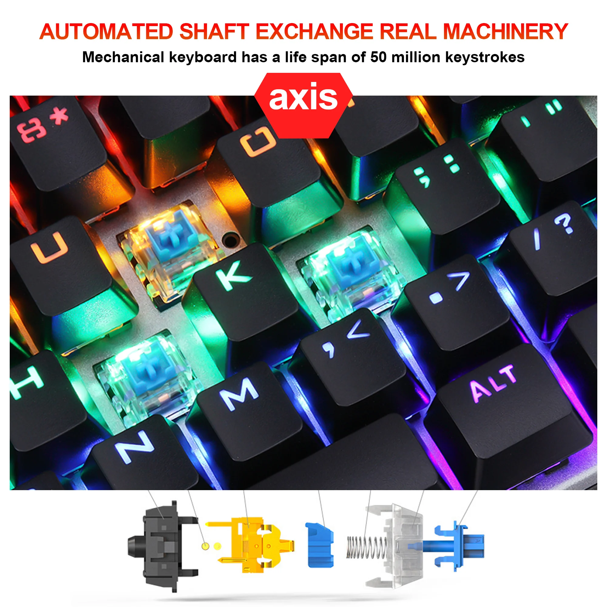 104 Keys Gaming Keyboard - RGB Backlit Mechanical Feel