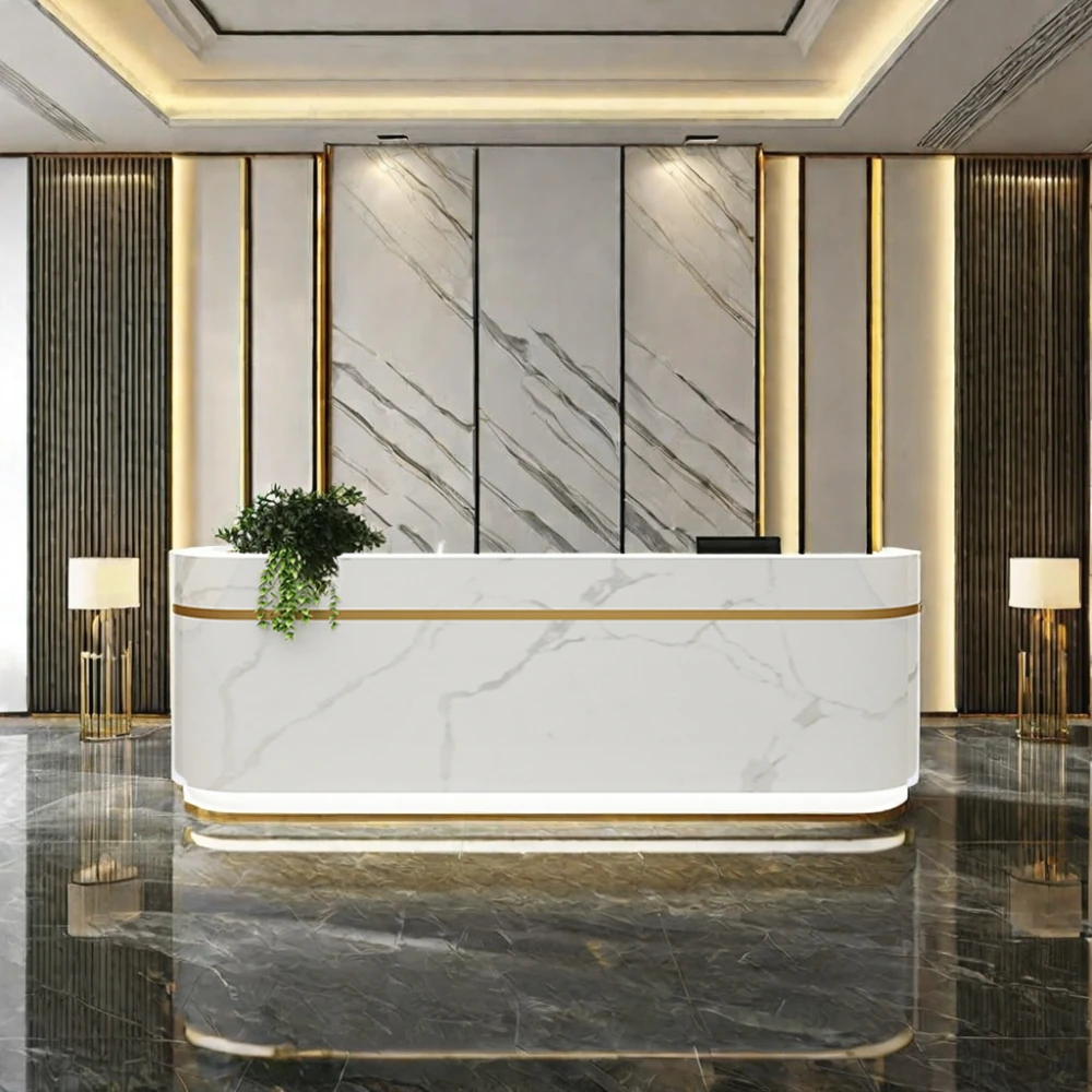 Modern Luxury Office Reception Desk Wood Furniture for Beauty Salon ...