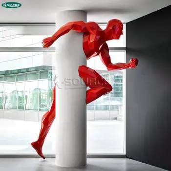 Modern Garden Art Metal Statue Geometric Red Stainless Steel Runner ...