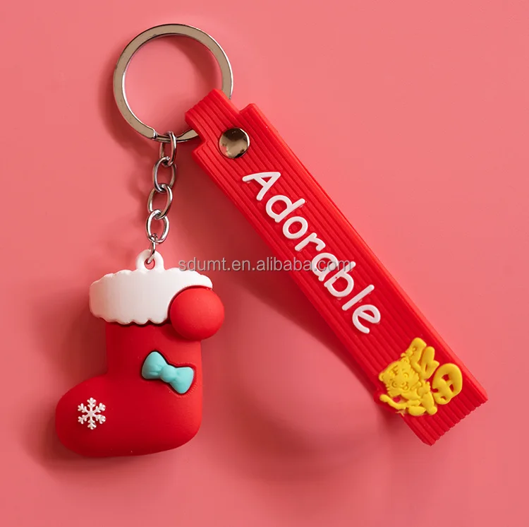 Christmas Tree Keychain Ornaments Cartoon Key Ring Santa Claus Snowman ...