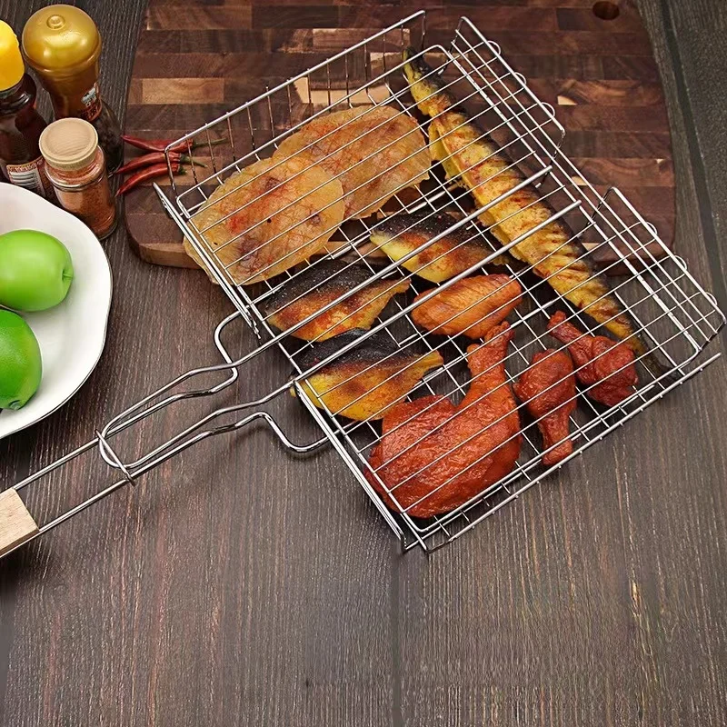 Portable Non-stick Coating Bbq Grill Basket Square Stainless Steel Bbq ...