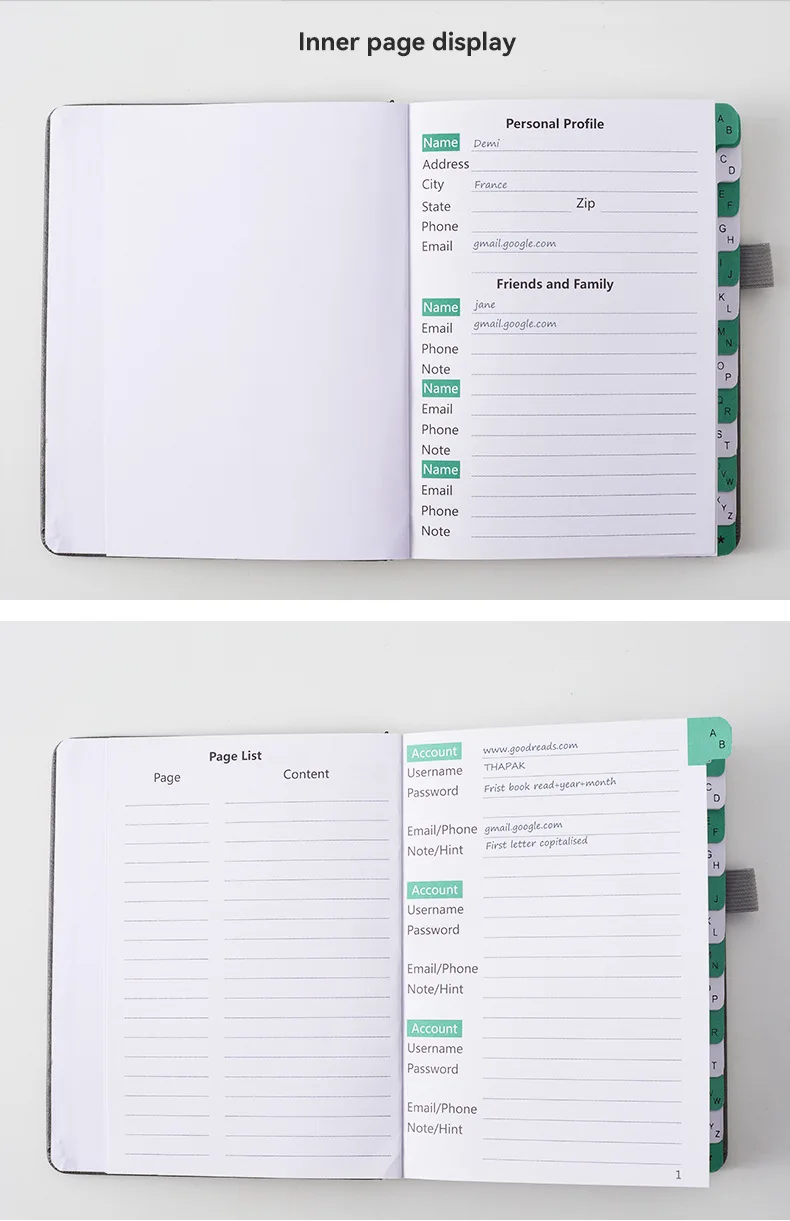 Simple Solid Color Notebook with Pen Insert & Index Page