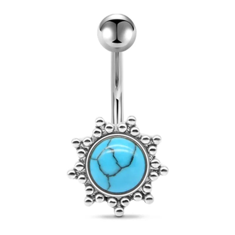 14g Surgical Steel Dangle Navel Belly Button Ring Curved Barbell Body ...