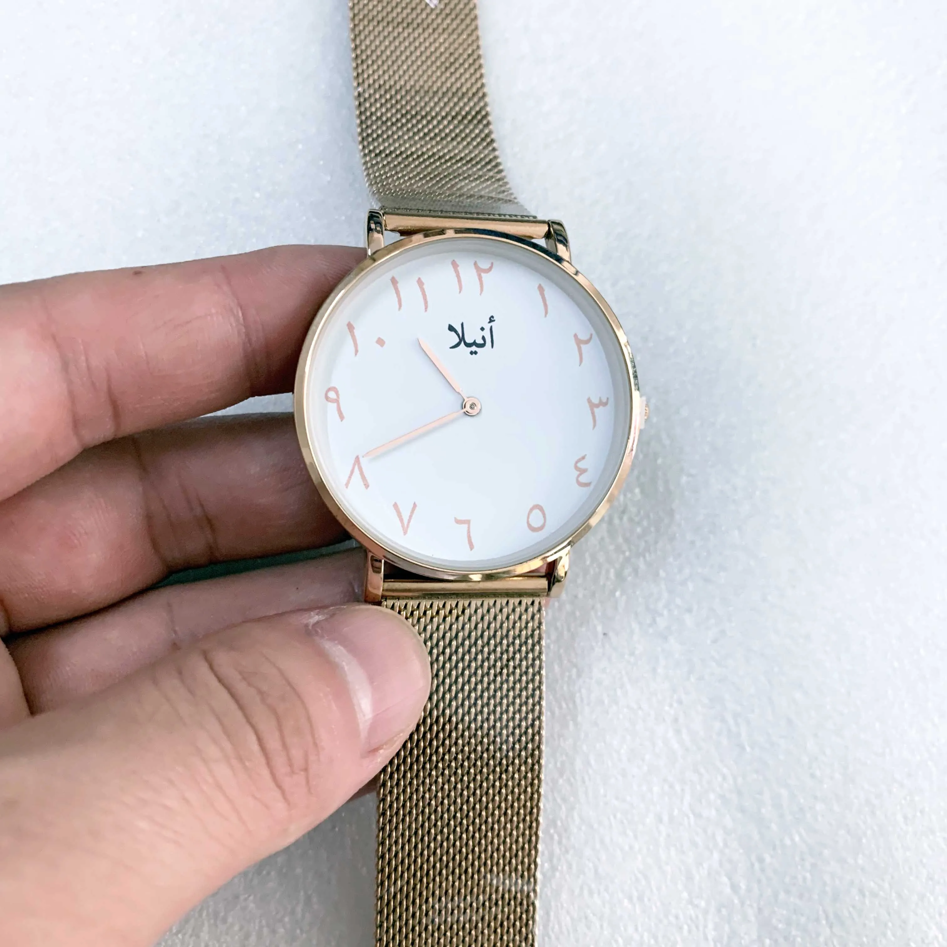 Custom Leather Watch Dial with Arabic Numerals - OEM Logo, 40mm Analog ...