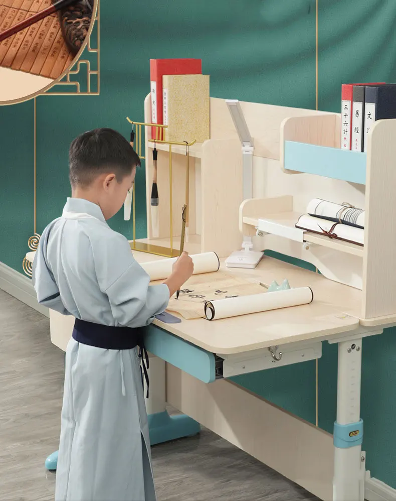 Height Adjustable Ergonomic Smart Study Table And Chair With Big ...