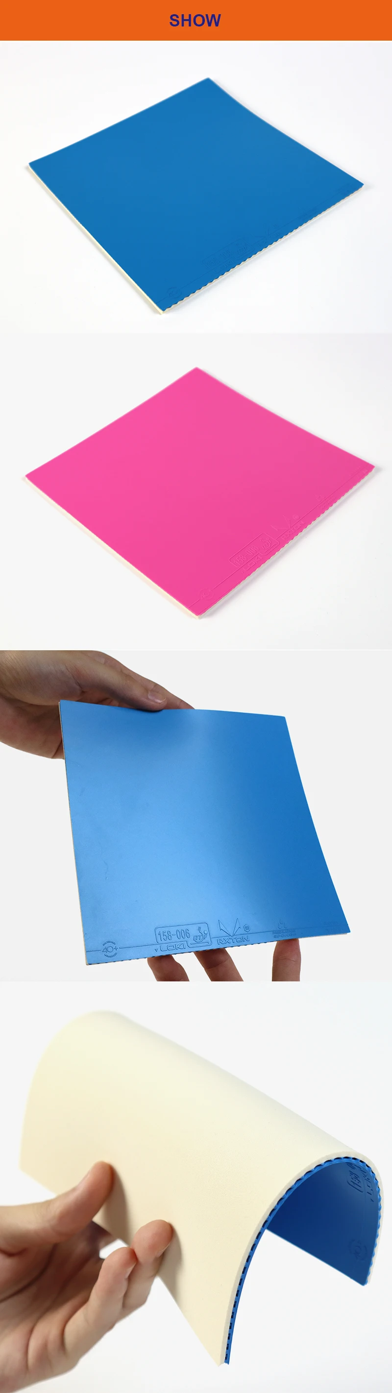 LOKI ITTF Approved Professional Rxton 3 Blue & Pink Rubber for Table Tennis