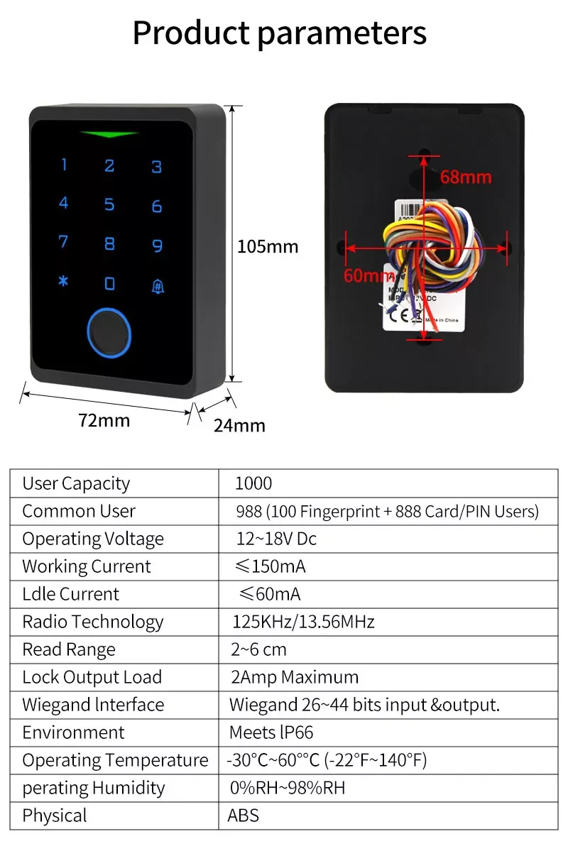 ID Card Keypad Door Lock Wiegand Input Smart Access Control Touch ...
