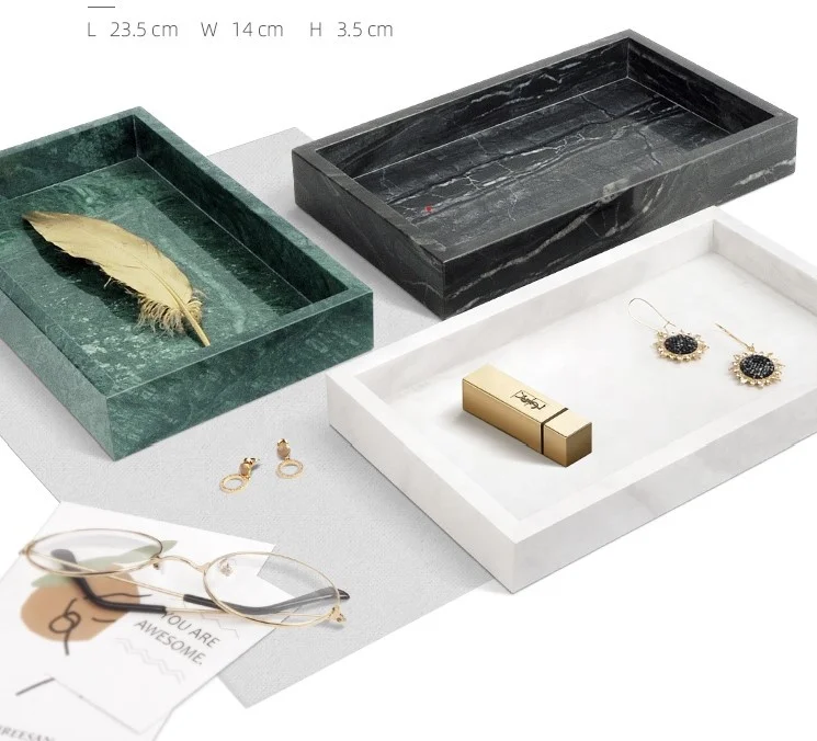 Light Luxury Tray Set Hotel Bathroom Vanity The Storage Marble Tray ...