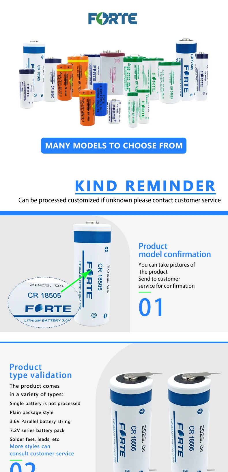 Forte Cr18505 2700mah Lithium Battery For Smoke And Fire Detection ...