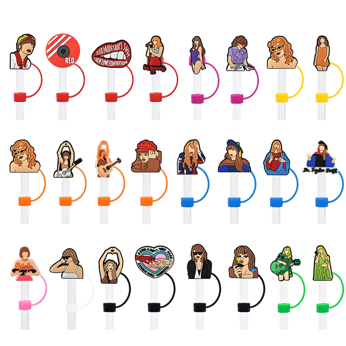 Wholesale Custom 10mm Silicone Drinking Straw Cover Topper Superstar ...