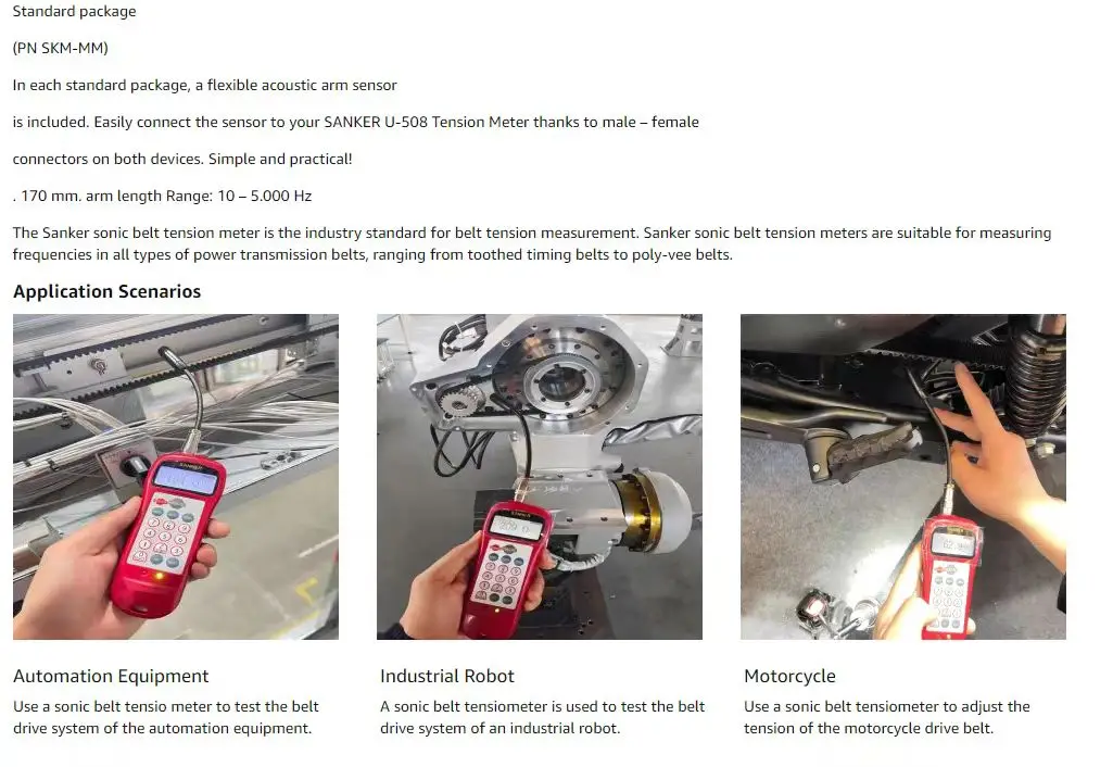 Sonic Electronic Belt Tension Meter U-508 Tester with 1 Year Warranty & ODM