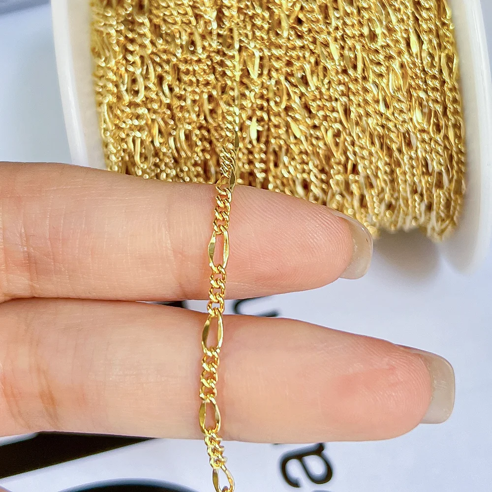 Material Guaranteed Permanent Jewelry 2.5mm Dapped Figaro Chains 14K Gold Filled| Alibaba.com