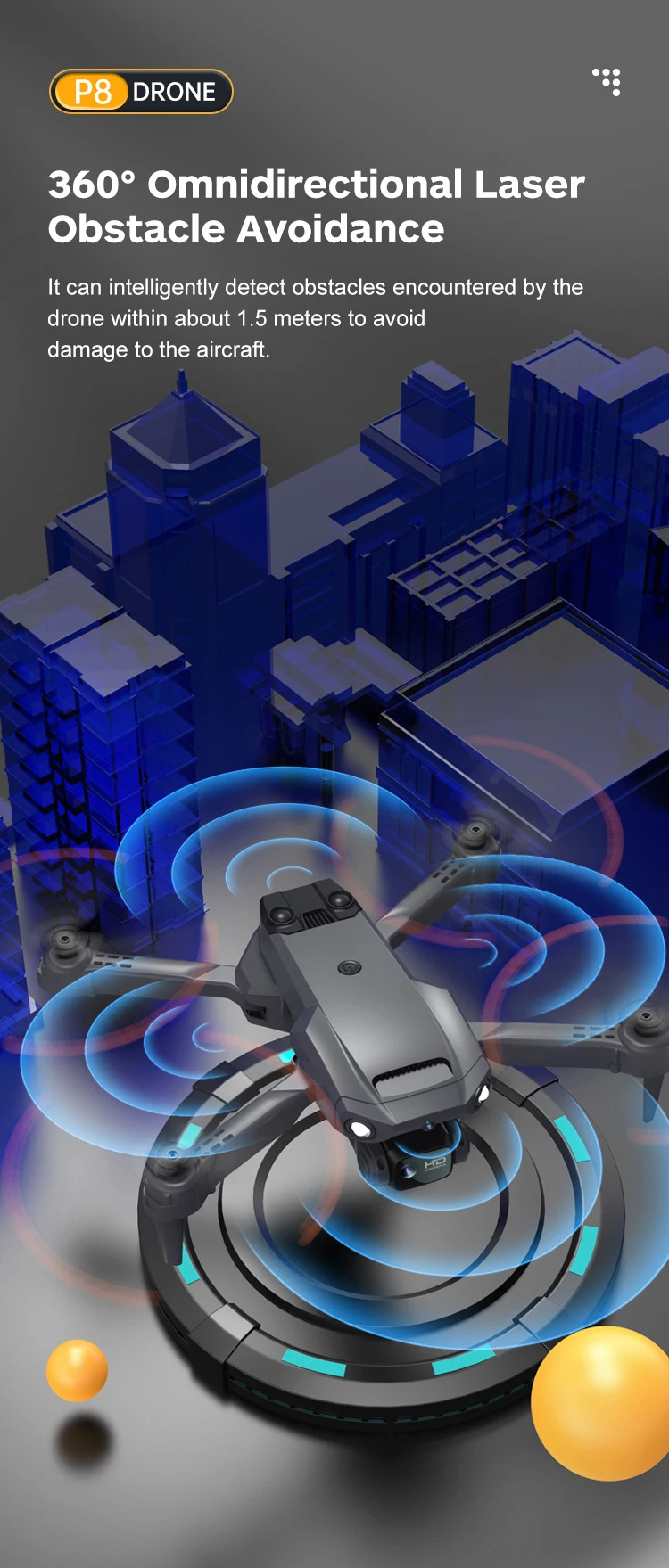 P8 Drone 8k With Esc Hd Dual Camera 4k 5g Wifi Fpv 360 Full Obstacle ...