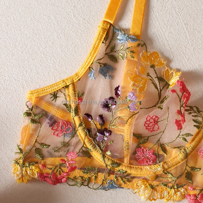 Chuangerm Oem 2024 New Fashion Wholesale Sexy Perspective Floral Bra