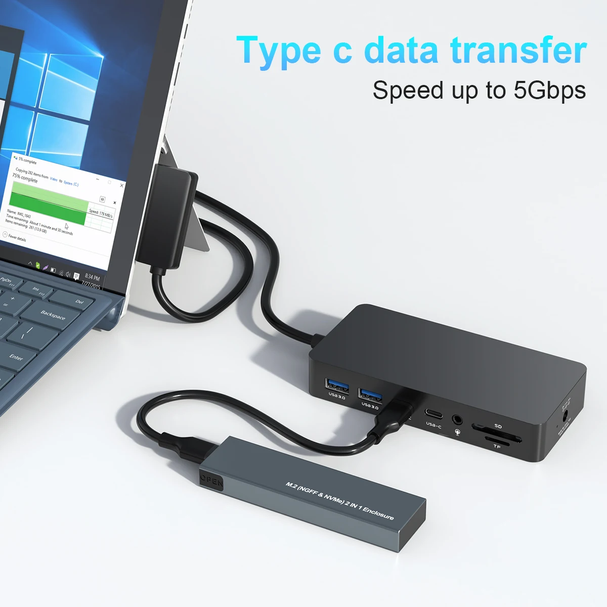 Double Mini Display Hub Gigabit Ethernet 96W Power Supply