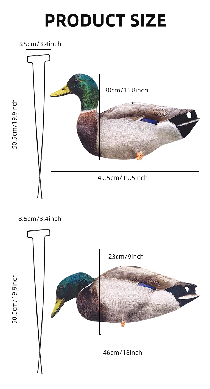 Realistic Hunting Duck Silhouette Decoy - Waterproof & Customizable