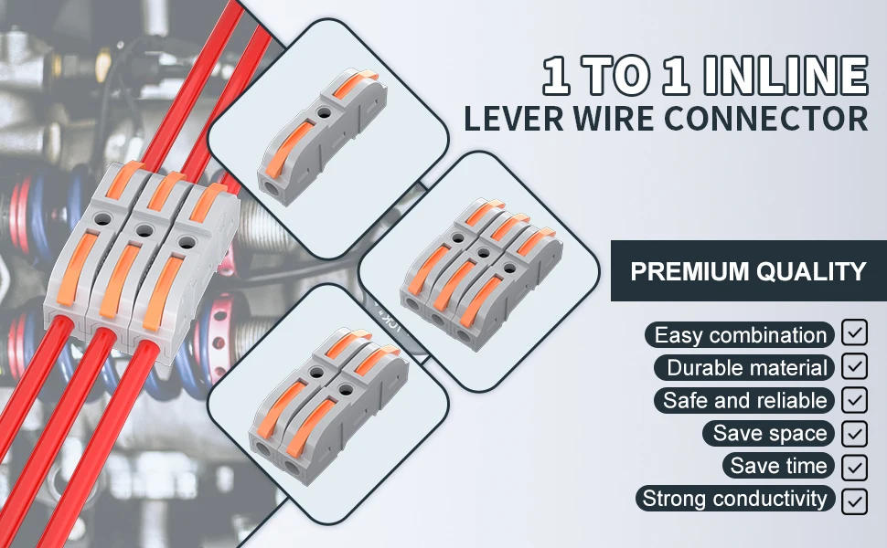 60PCS Push in Wire Connector - 1 to 1 Inline Quick Splice